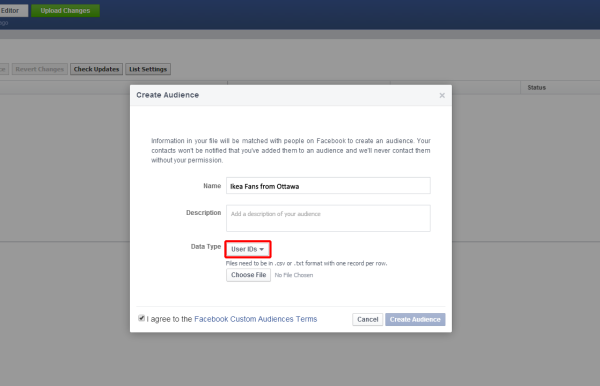 Upload User IDs to Facebook | ABORG